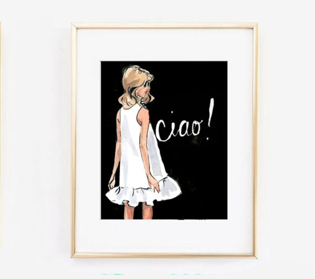 Travel Art Print: Ciao Girl {cute Wall Art, Home Decorating, Original ...