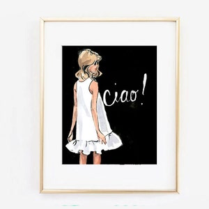 Travel Art Print: Ciao Girl {cute Wall Art, Home Decorating, Original ...
