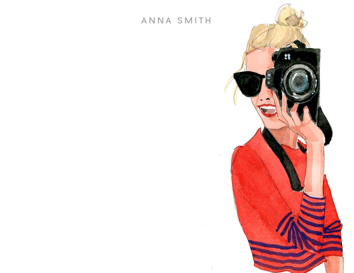 Custom Stationery: Camera Girl {stationary Notecards, Personalized ...