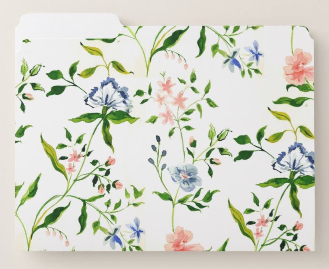 File Folders: Blush & Blue Floral - Etsy