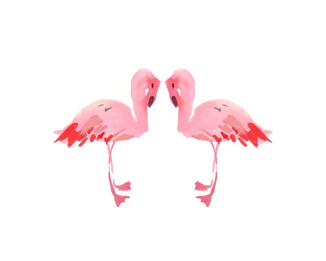 Watercolor Art Print: Flamingo Duo {cute Wall Art, Home Decorating ...