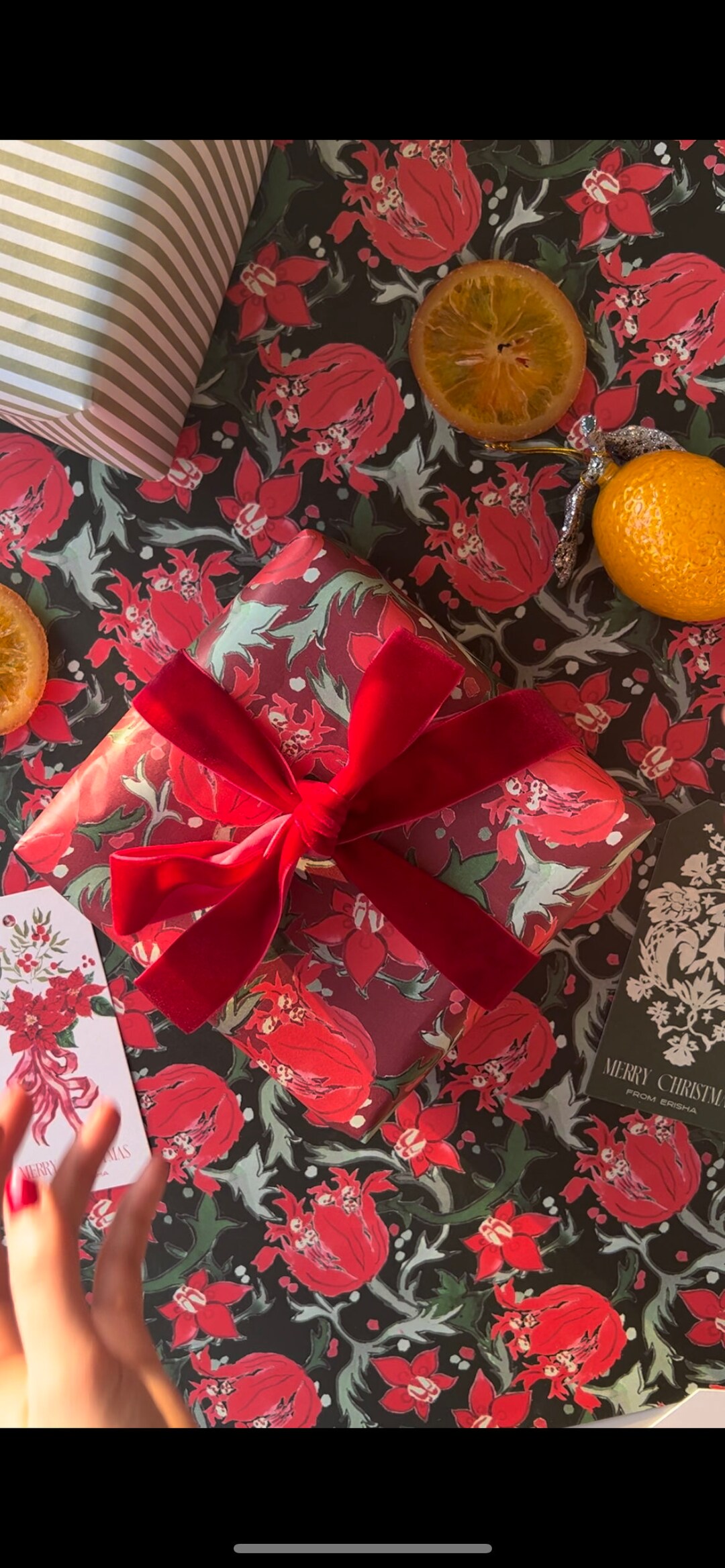 Holiday Wrap: Winter Floral Cranberry {christmas, Holiday, Birthday ...