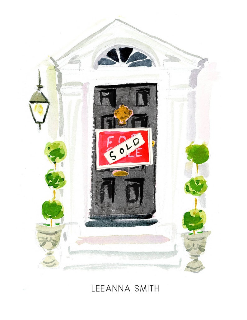 Realtor Folded Cards: Black Door Sold Sign {stationary Notecards ...
