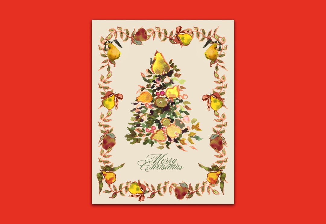Pear Tree: Set of Illustrated Christmas Cards Fashion Christmas Card - Etsy