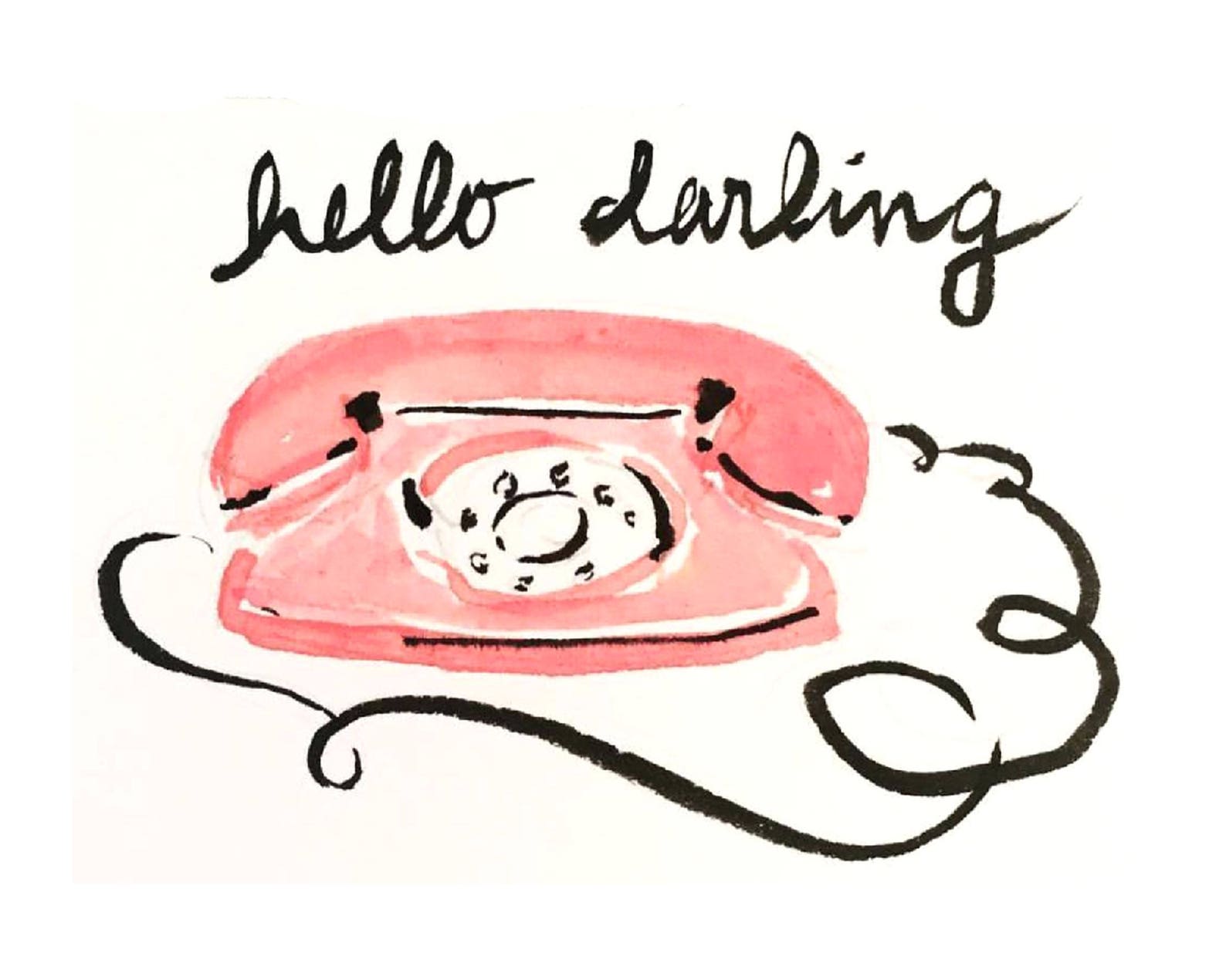 Hello Darling Fashion Illustration Art Print cute Wall Art - Etsy