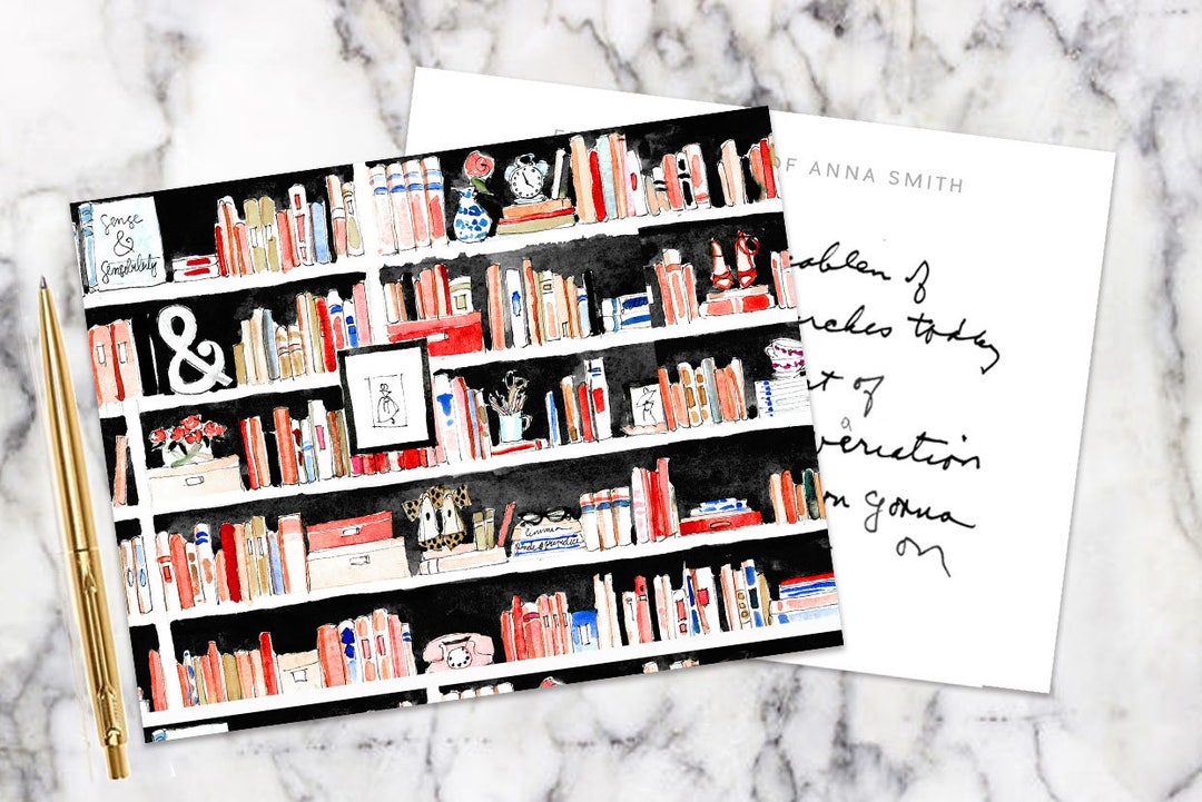 Personalized Stationery Notecards: Bookshelf Print {stationary ...
