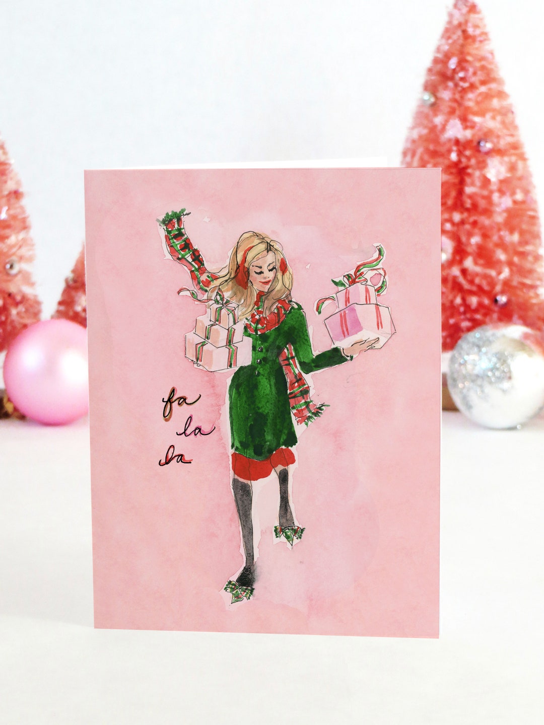 Set of Illustrated Christmas Cards: Weighing Her Options { Fashion ...