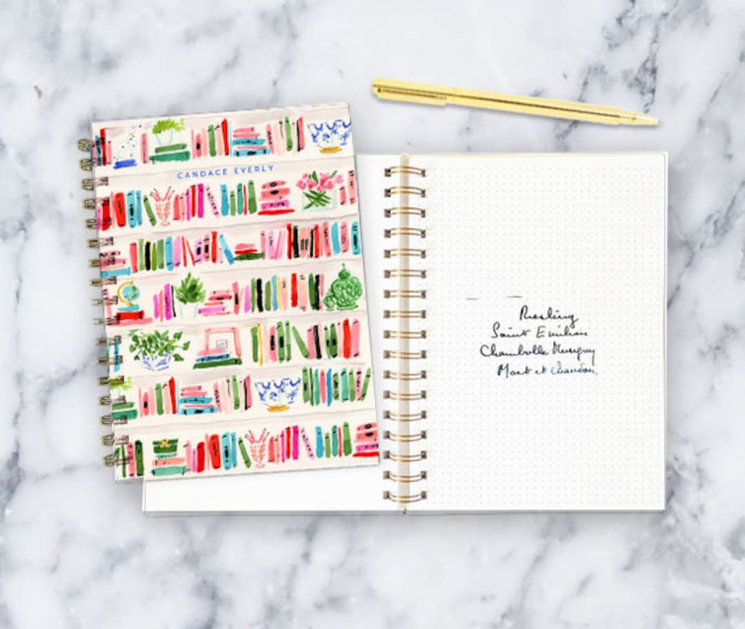 Personalized Gold Spiral Notebook: Bright Bookshelf - Etsy