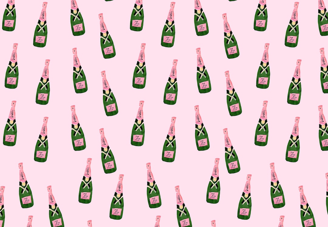 Wrapping Paper: Bubbly Champagne Gift Wrap Light Pink (pink and Green ...