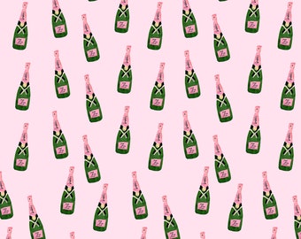 Cute Wrapping Paper: Bubbly Champagne Gift Wrap pink and | Etsy