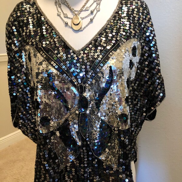 Butterfly Sequin Top - Etsy