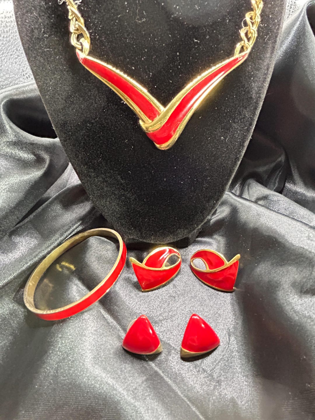 Vintage Red Monet 4 Piece Jewelry Set - Etsy