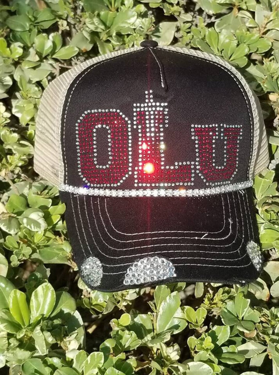 Orange Lutheran BLING Hat. Distressed Trucker. Adjustable. OLU Bling ...