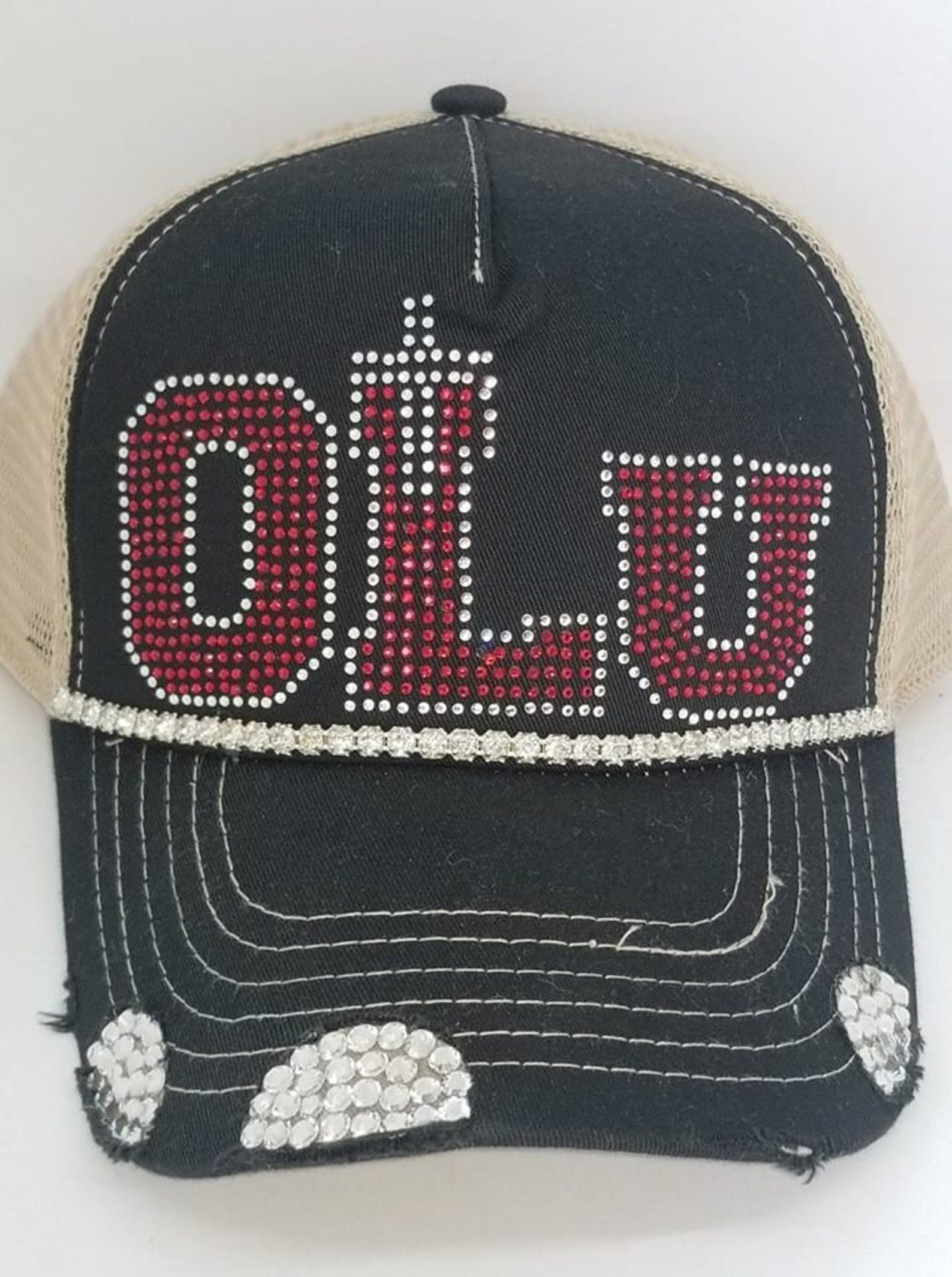 Orange Lutheran BLING Hat. Distressed Trucker. Adjustable. OLU Bling ...
