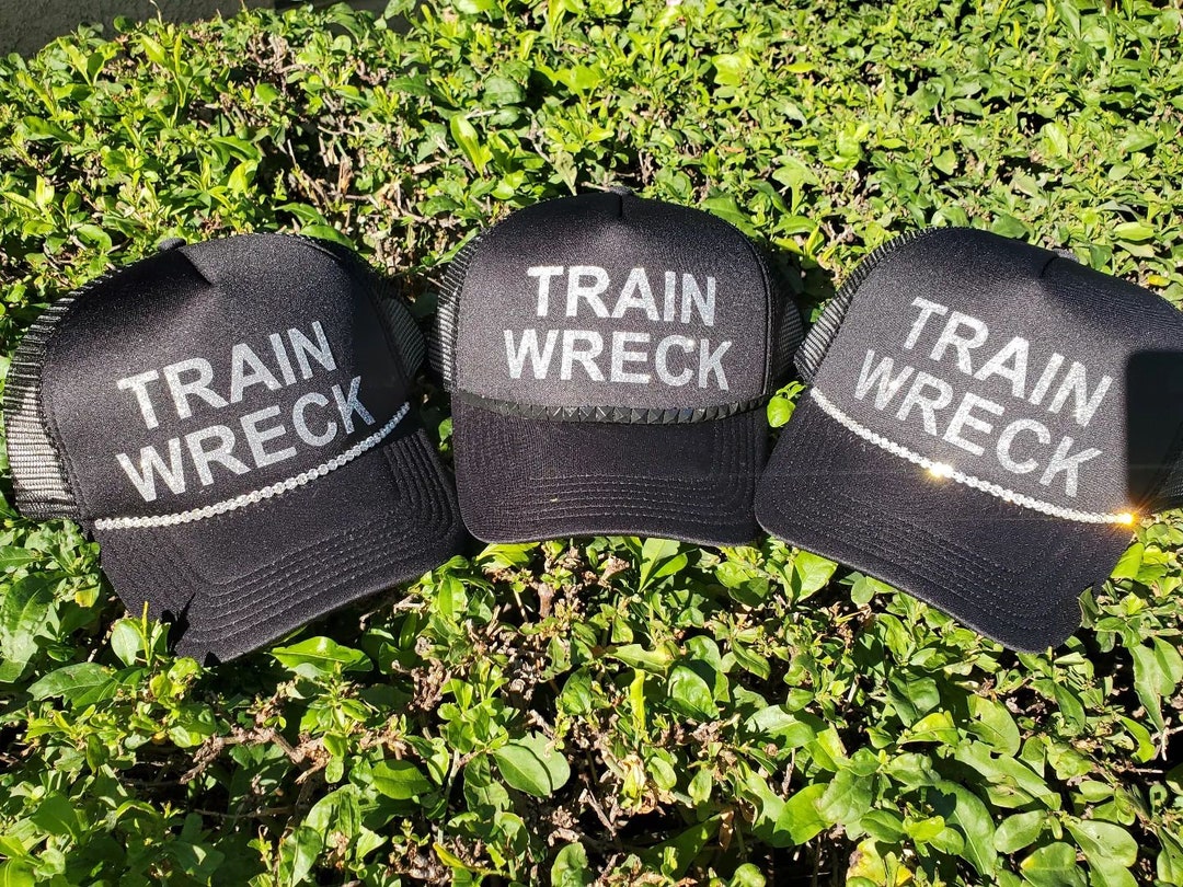 Train Wreck Custom Trucker Hat Glitter With Rhinestones - Etsy