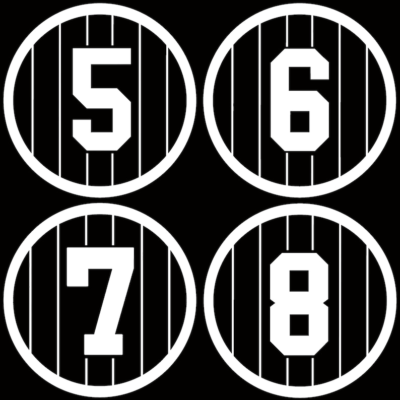 New York Yankees Retired Number Vinyl Decal New York Yankees | Etsy
