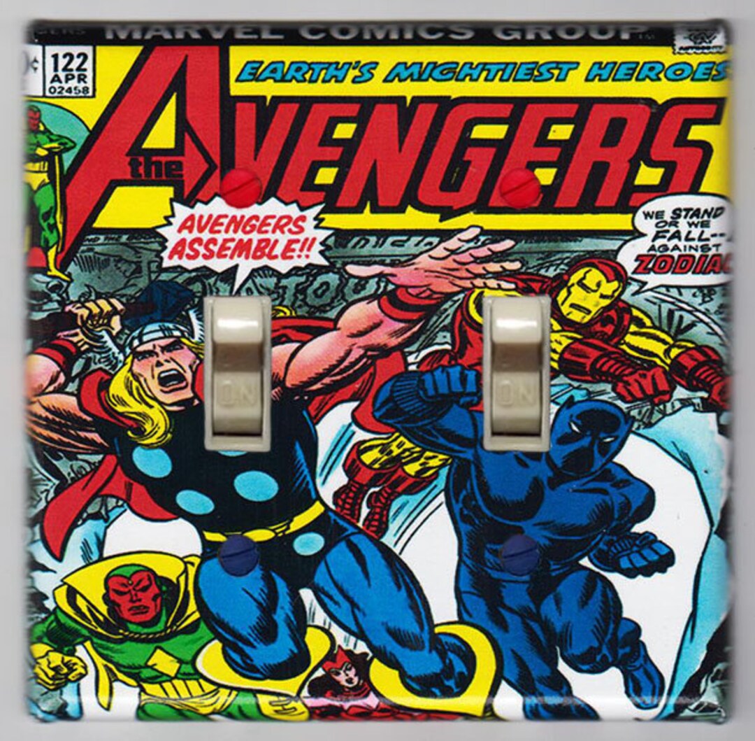 Avengers Double Light Switch Cover Plate Avengers 122 Marvel Comics ...