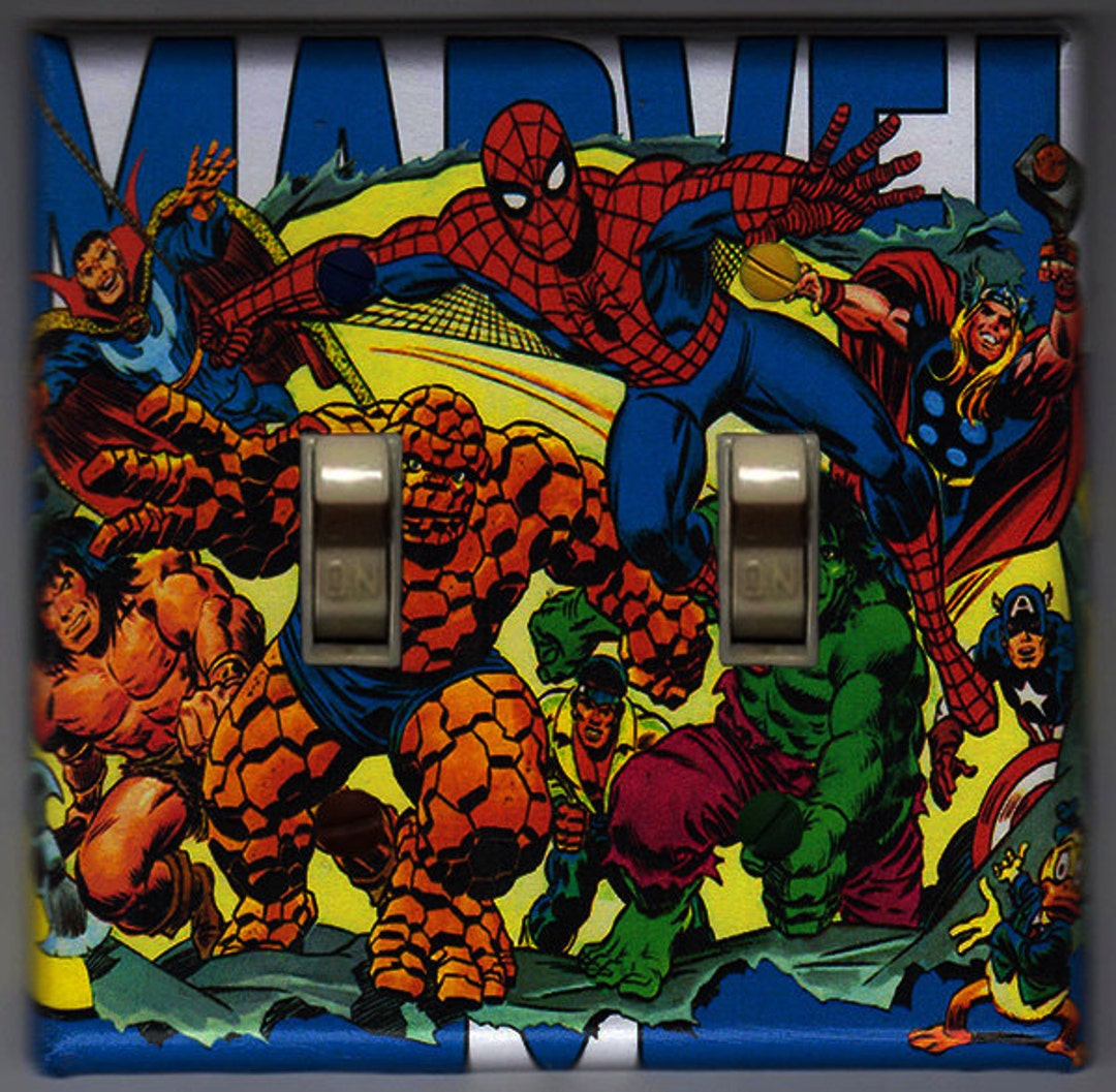 Marvel Comics Heroes Double Light Switch Cover Plate - Etsy