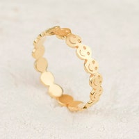 14K Solid Gold Smiley Face Ring: Happy Emoji Signet - Etsy