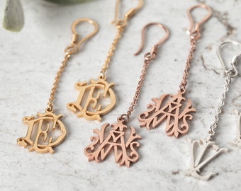 Monogram Earrings Monogram Stud Earrings Personalized | Etsy