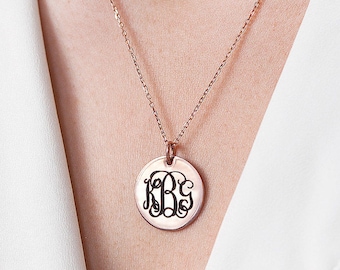Monogram Disc Necklace - Personalized Monogram Necklace - Dainty ...