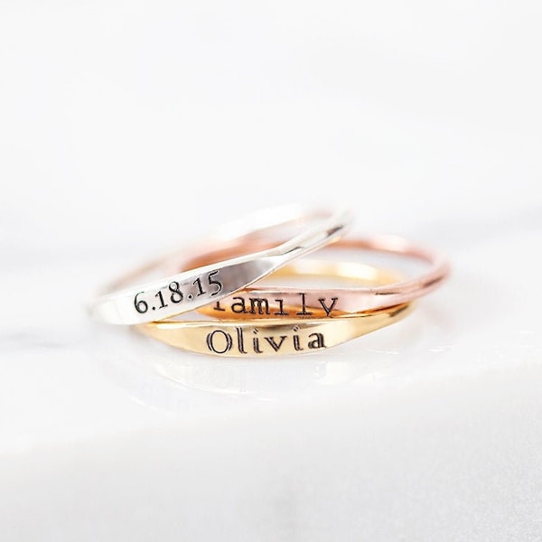 Stackable Name Rings - Etsy