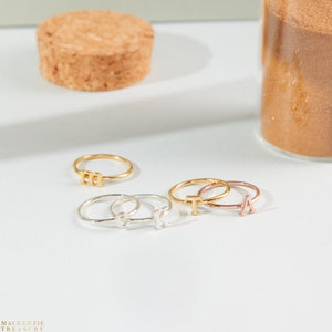 Stackable Initial Ring - Silver Initial Ring - Letter Ring - Stackable Initial Ring - ANY ...