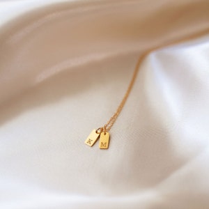Dainty Initial Tag Necklace - Personalized Gold Bar Tag Necklace ...