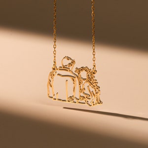 Custom Line Art Portrait Necklace - Cut Out Photo Necklace - Mono Line ...