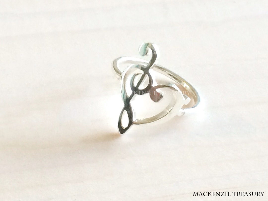 Music Note Ring - Heart Music Ring - Love of Music Necklace - G Clef ...