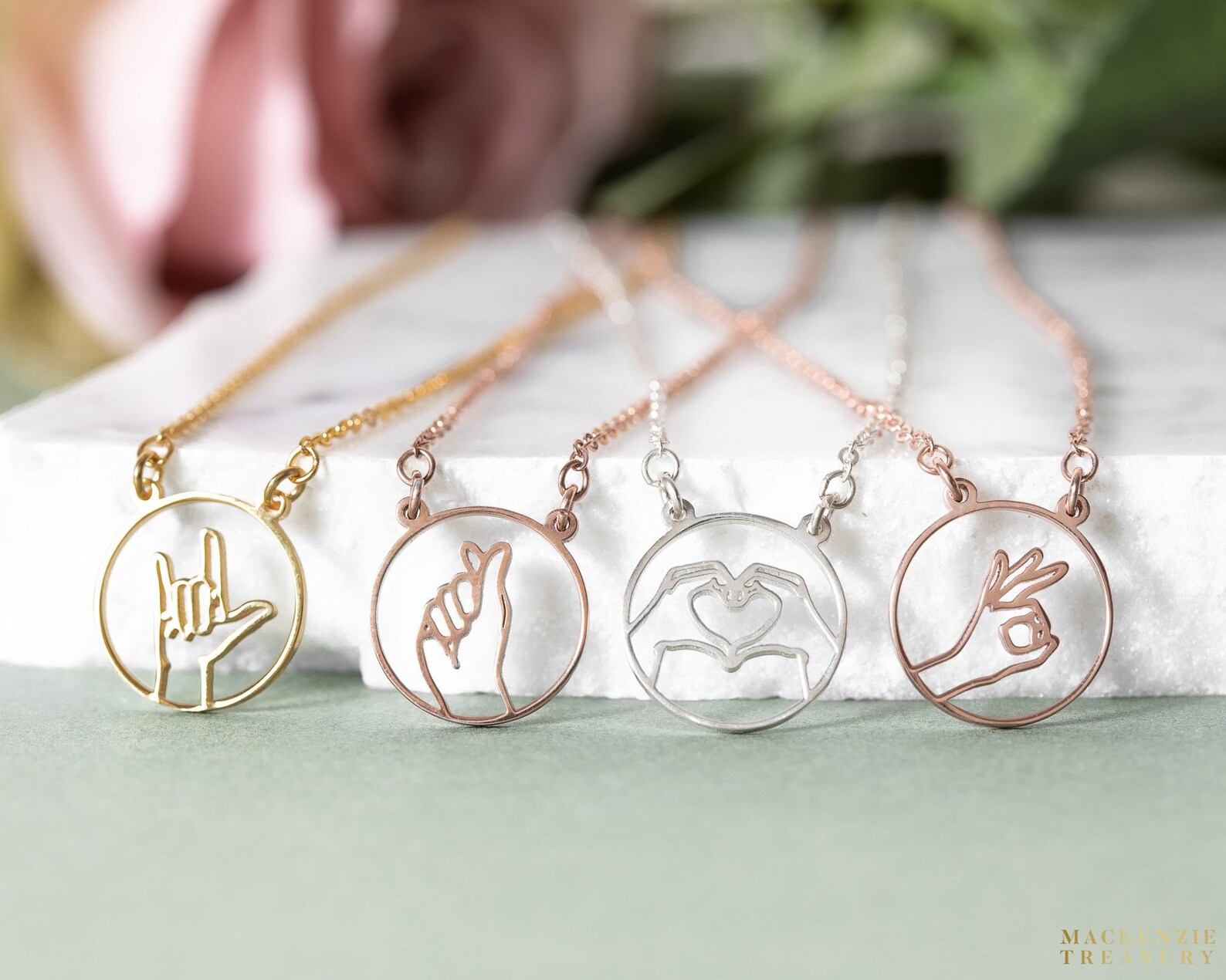 Hand Gesture Necklace Sign Language Necklace Peace Sign - Etsy