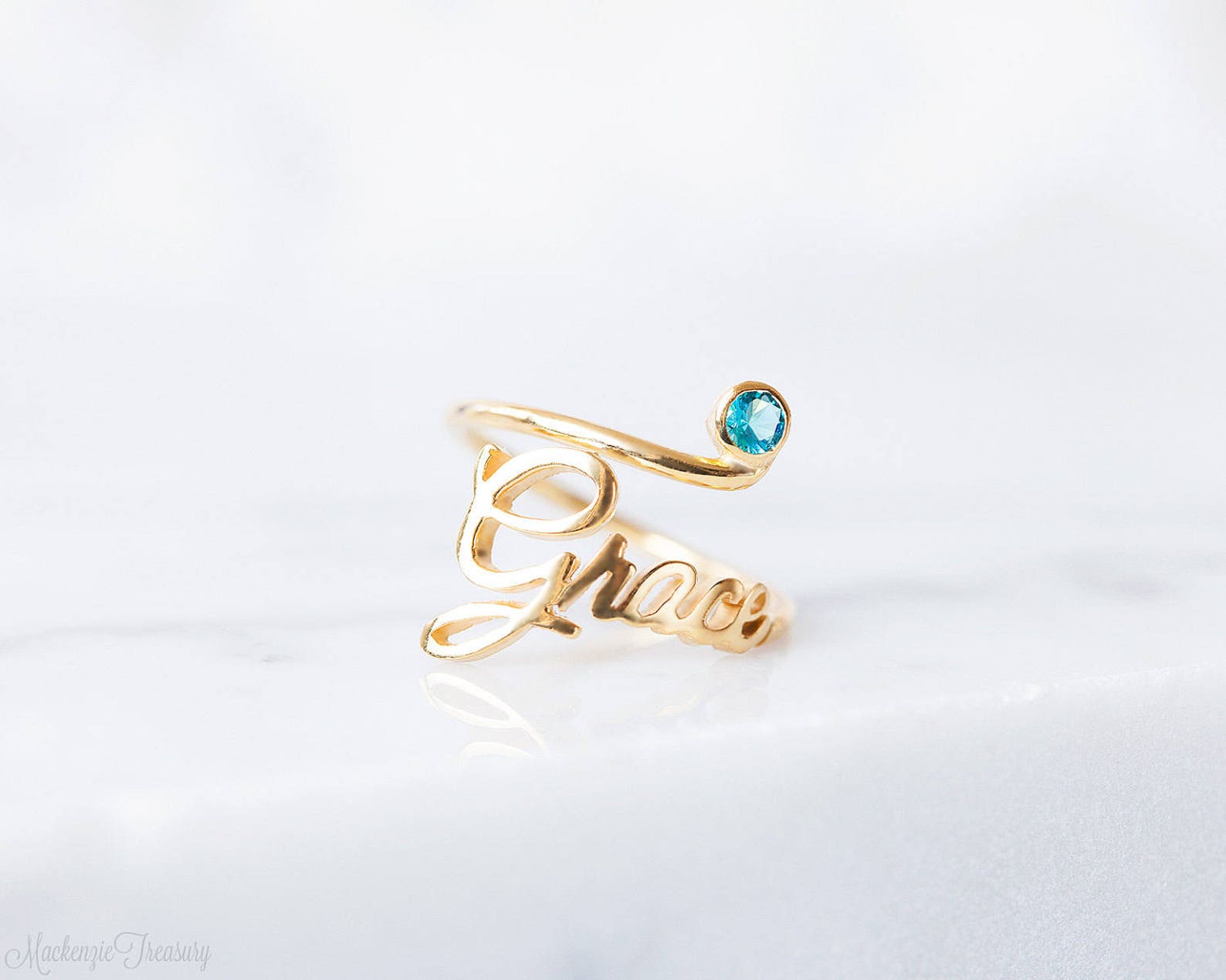 Birthstone Name Ring Custom Name Ring With Birthstone | Etsy