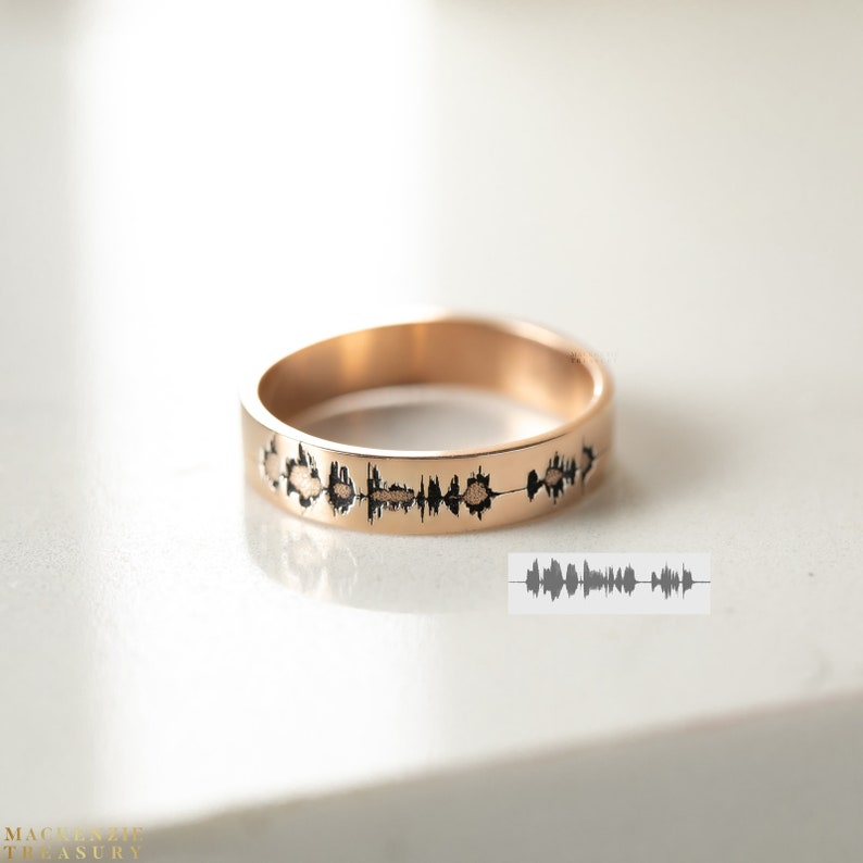 Sound Wave Ring Memorial Gift in SilverGold and Rose | Etsy