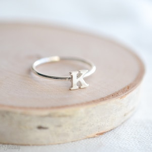 Stackable Initial Ring - Silver Initial Ring - Letter Ring - Stackable ...