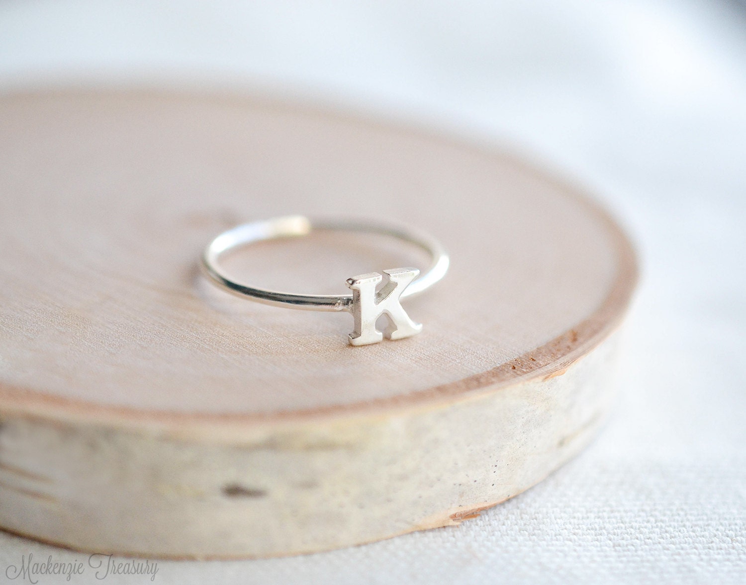 Stackable Initial Ring Silver Initial Ring Letter Ring - Etsy
