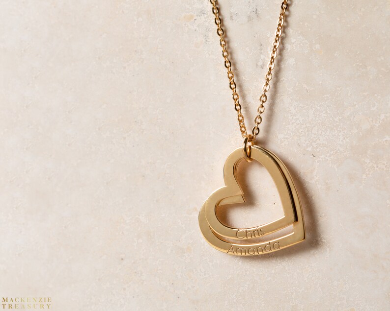 Custom Heart Necklace Personalized Heart Necklace Engraved - Etsy