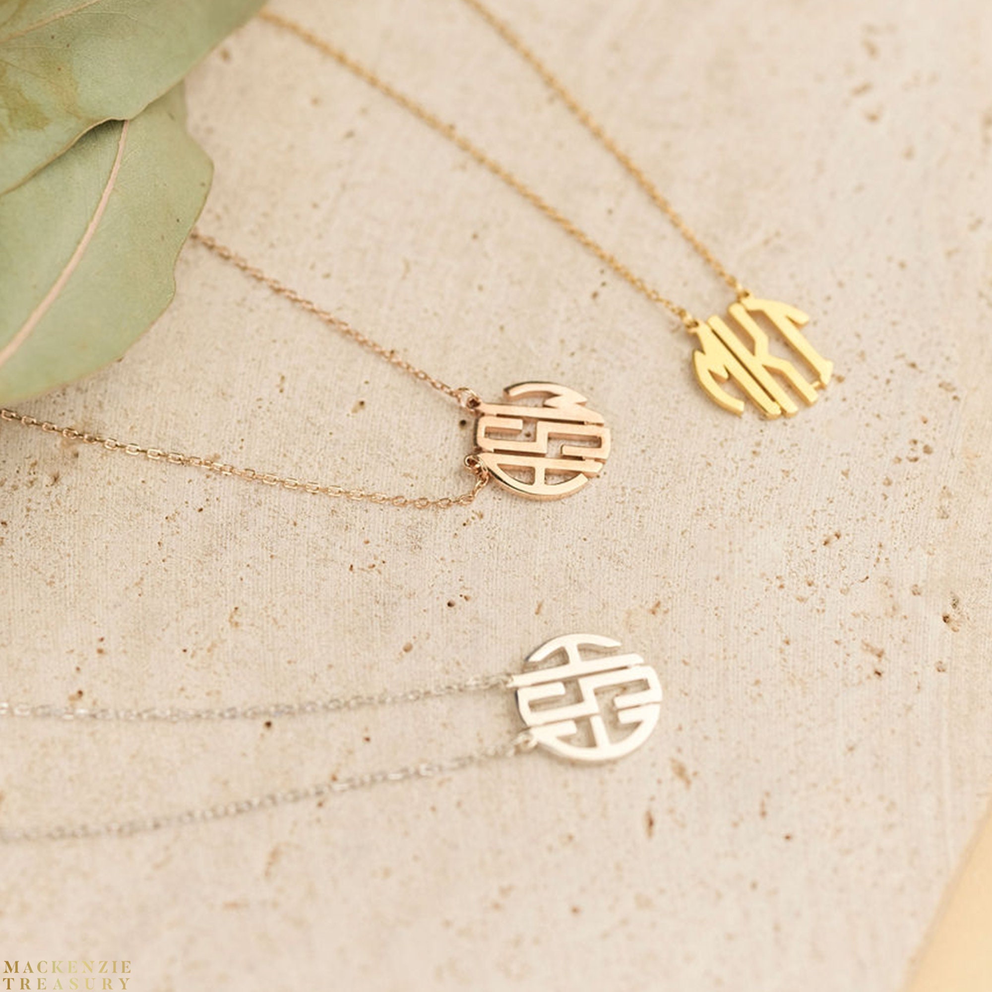 Custom Block Monogram Initials Necklace - Dainty Monogram Necklace ...