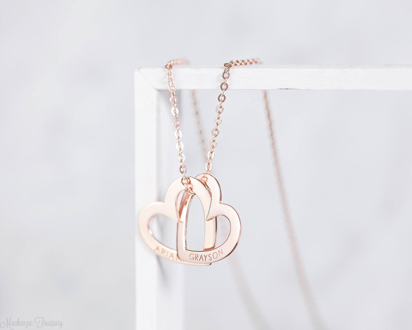 Custom Heart Necklace - Personalized Couple Necklace - Interlock Heart ...