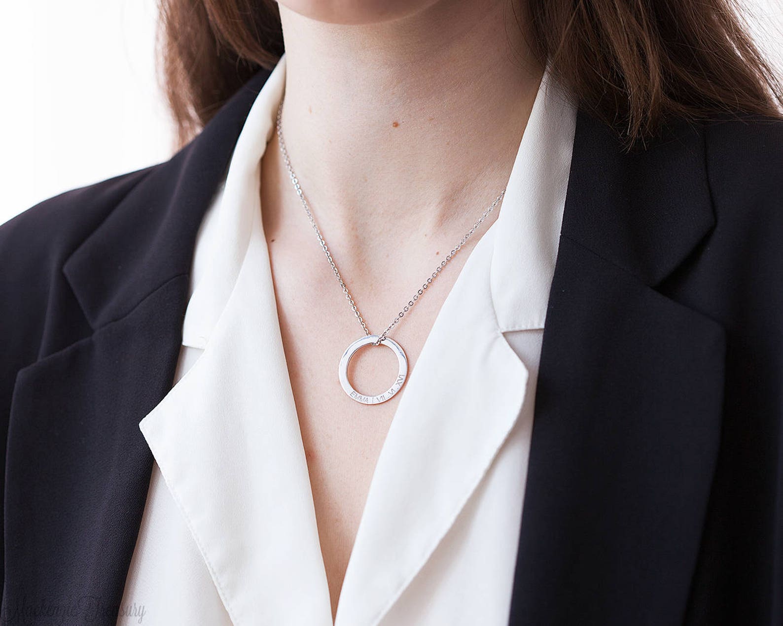 Custom Circle Necklace Personalized Circle Pendant Dainty - Etsy