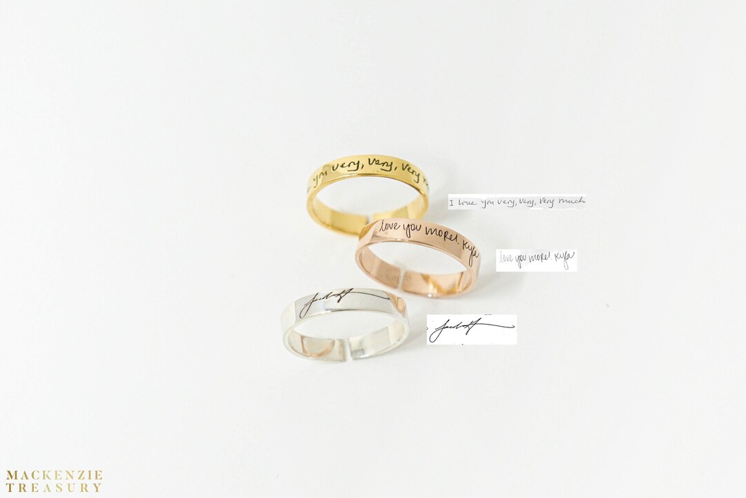 Actual Handwriting Band Ring - Custom Wedding Band Ring - Personalized ...