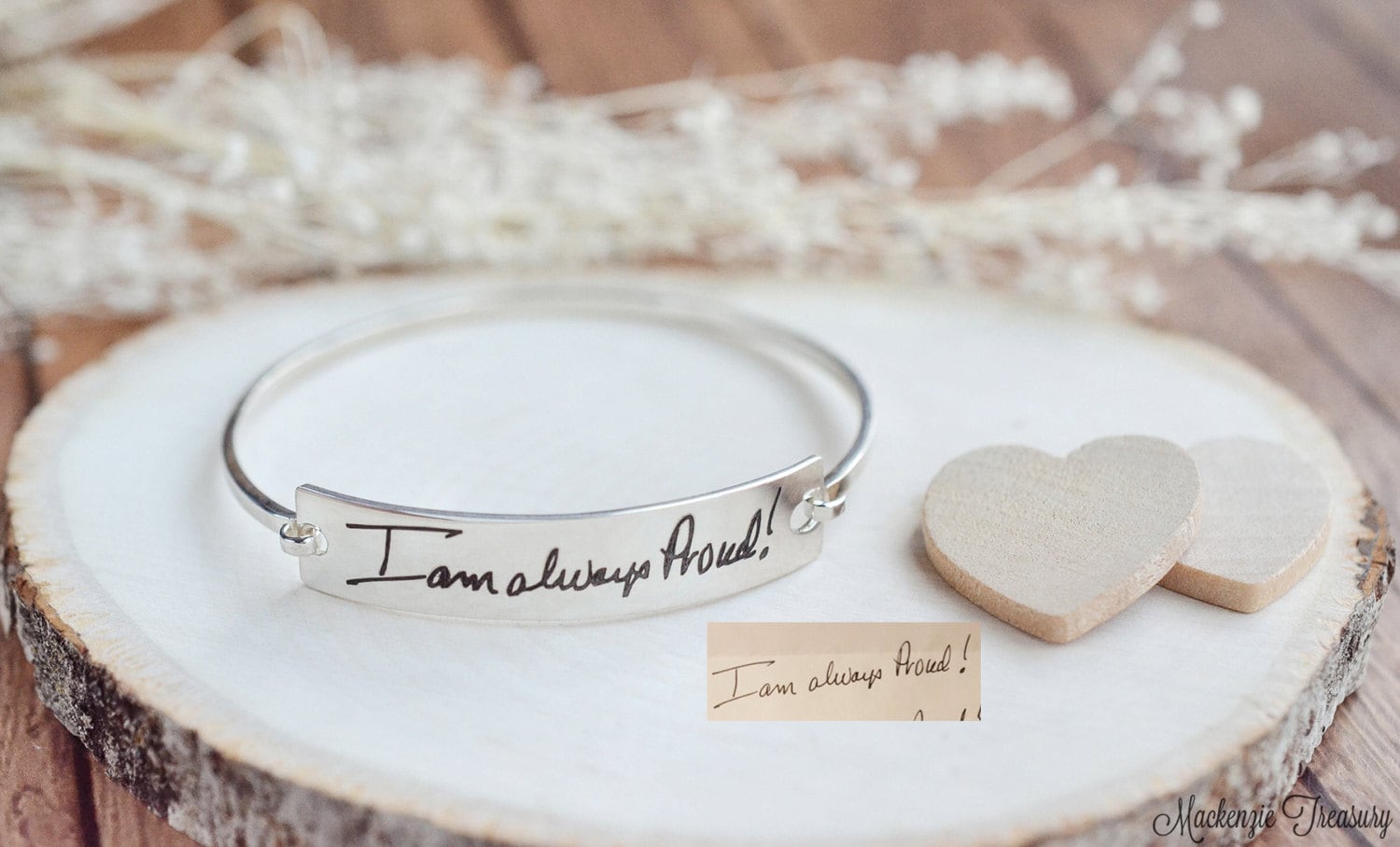 Handwriting Engraved Bangle Actual Signature Bangle - Etsy