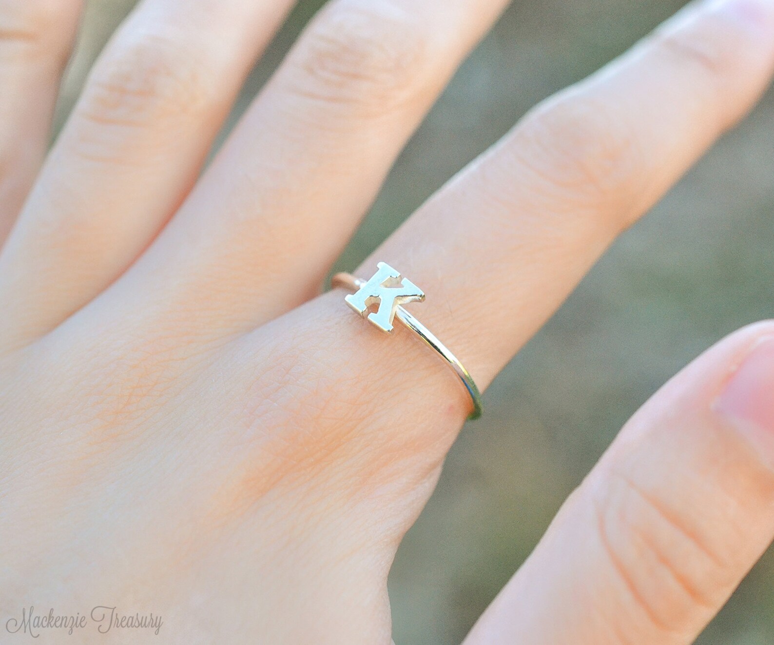 Stackable Initial Ring Silver Initial Ring Letter Ring - Etsy