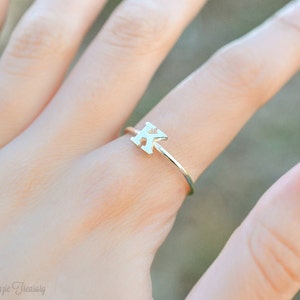 Stackable Initial Ring - Silver Initial Ring - Letter Ring - Stackable ...