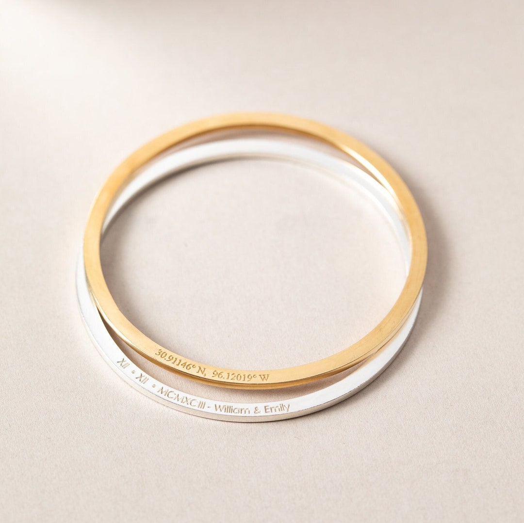 Personalized Message Bangle - Custom Skinny Bangle - Custom Words ...