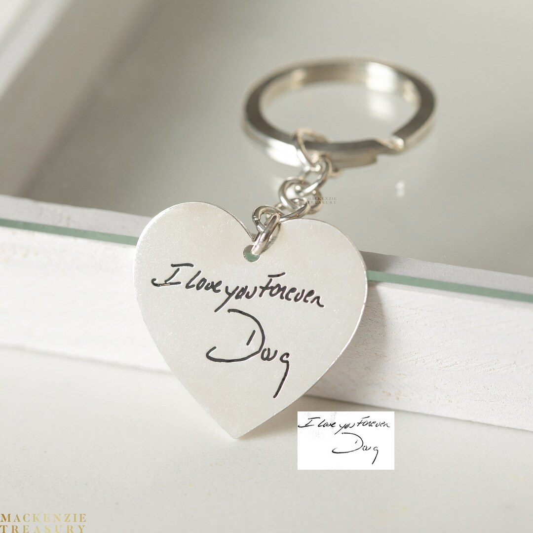 Heart Handwriting Keychain - Heart Tag Keychain - Mother's Day Gift ...