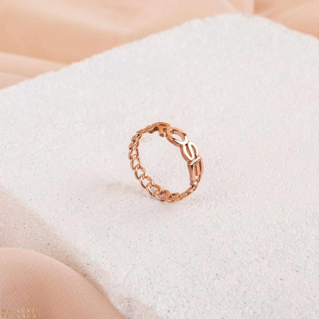 Curb Link Name Ring - Chain Name Ring - Custom Chain Link Ring - Curb ...