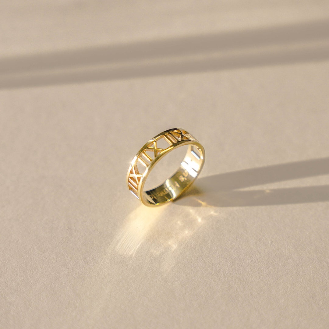 Roman Numeral Ring – Coordinates Ring – Personalized Wedding Date Ring ...