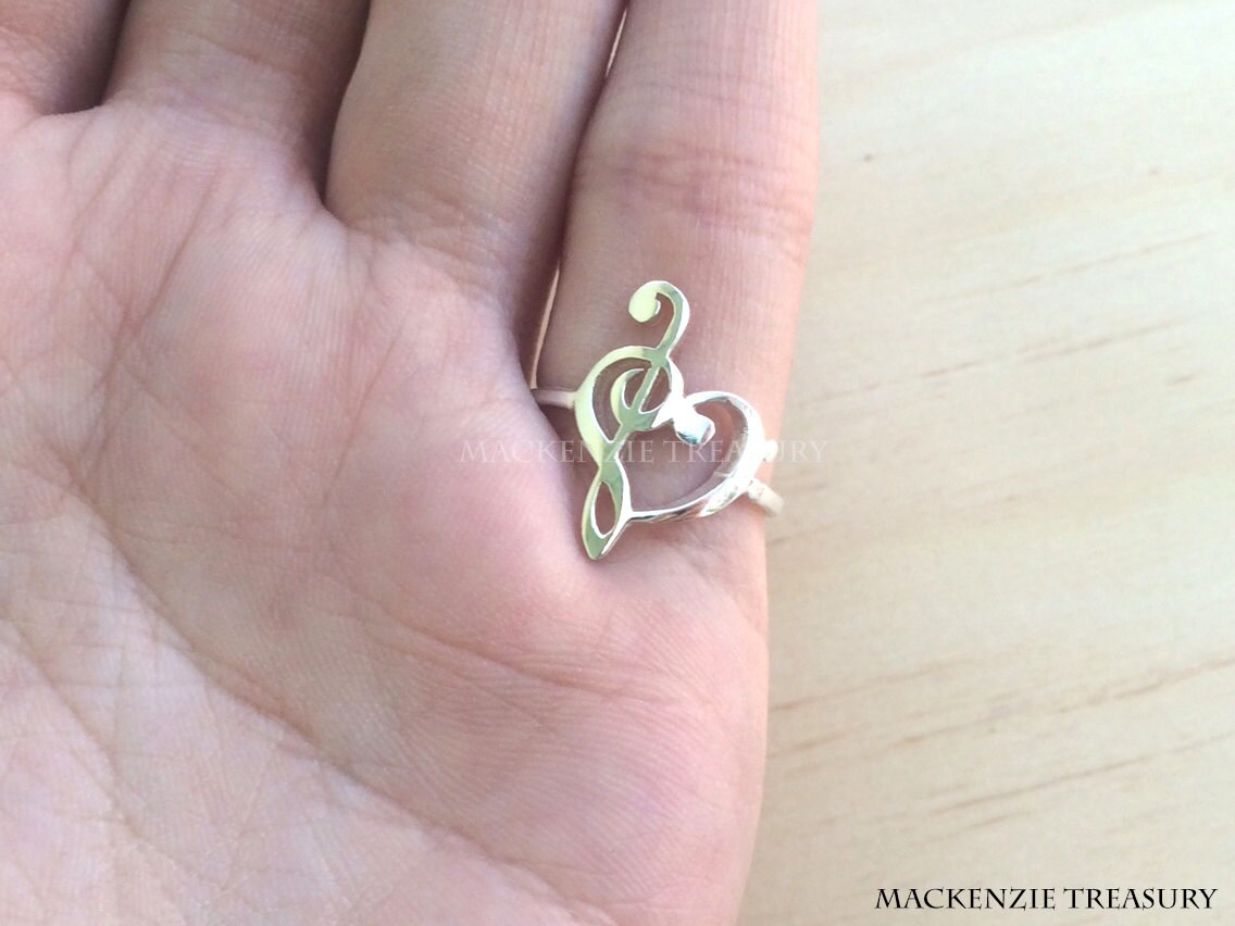 Music Note Ring Heart Music Ring Love of Music Necklace - Etsy