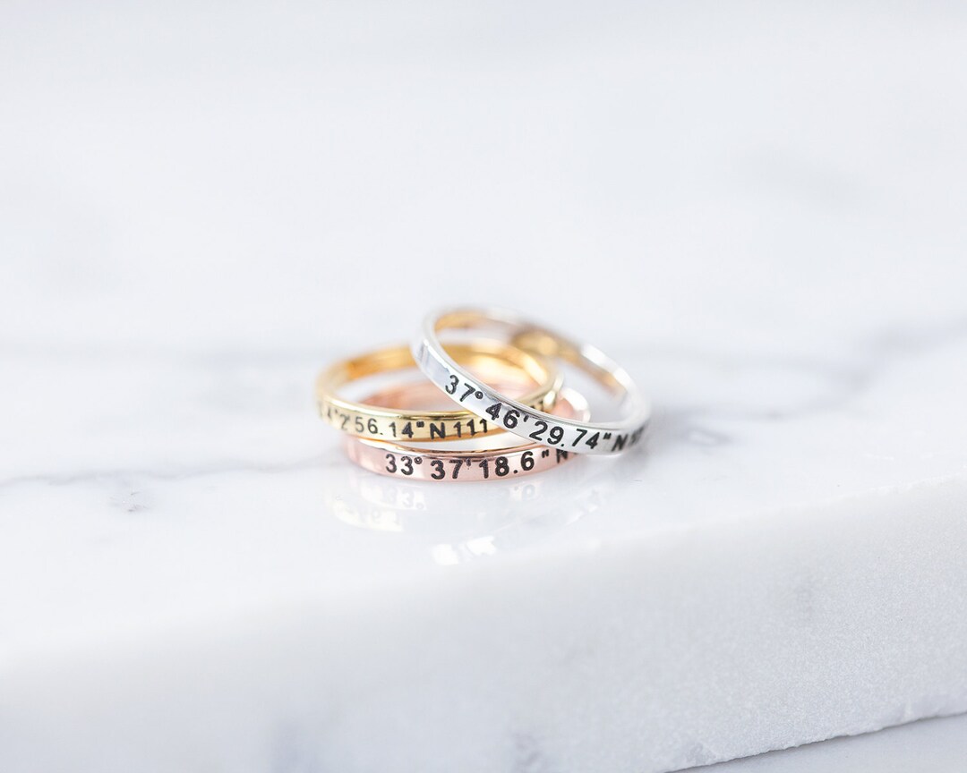 Coordinates Ring – Personalized Latitude Longitude Ring - Coordinates ...