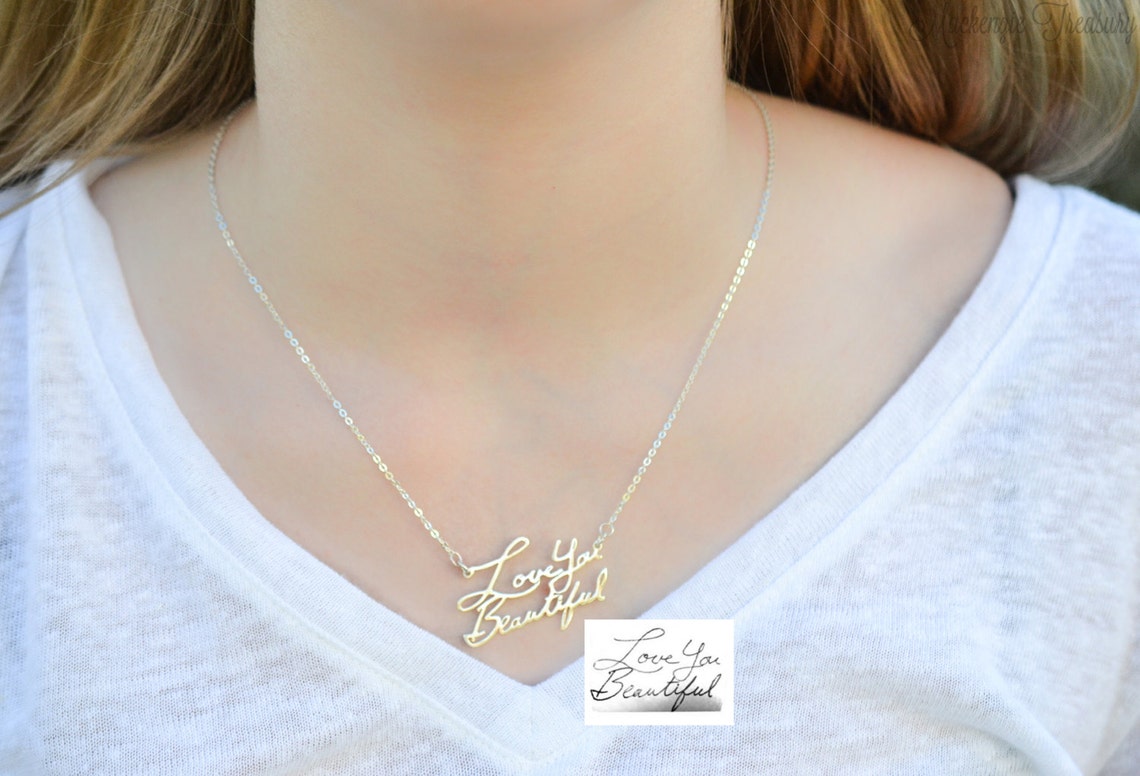 Custom Actual Handwriting Jewelry Signature Necklace Message | Etsy
